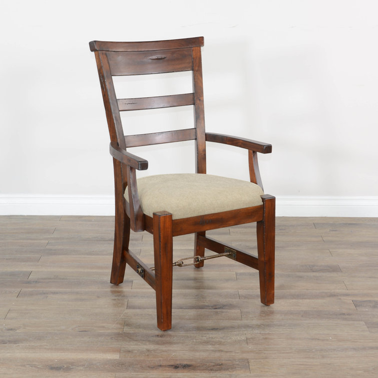 Winston Porter Chelo Linen Ladder Back Arm Chair in Vintage Mocha ...