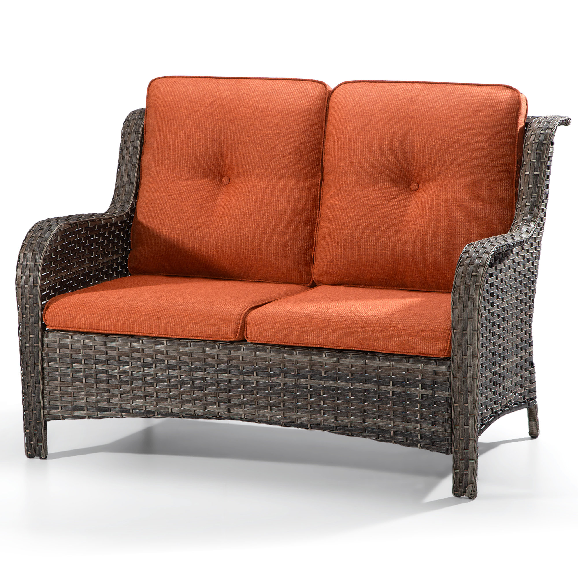 Winston Porter Meikel 49" Wide Outdoor Wicker Reversible Loveseat with ...