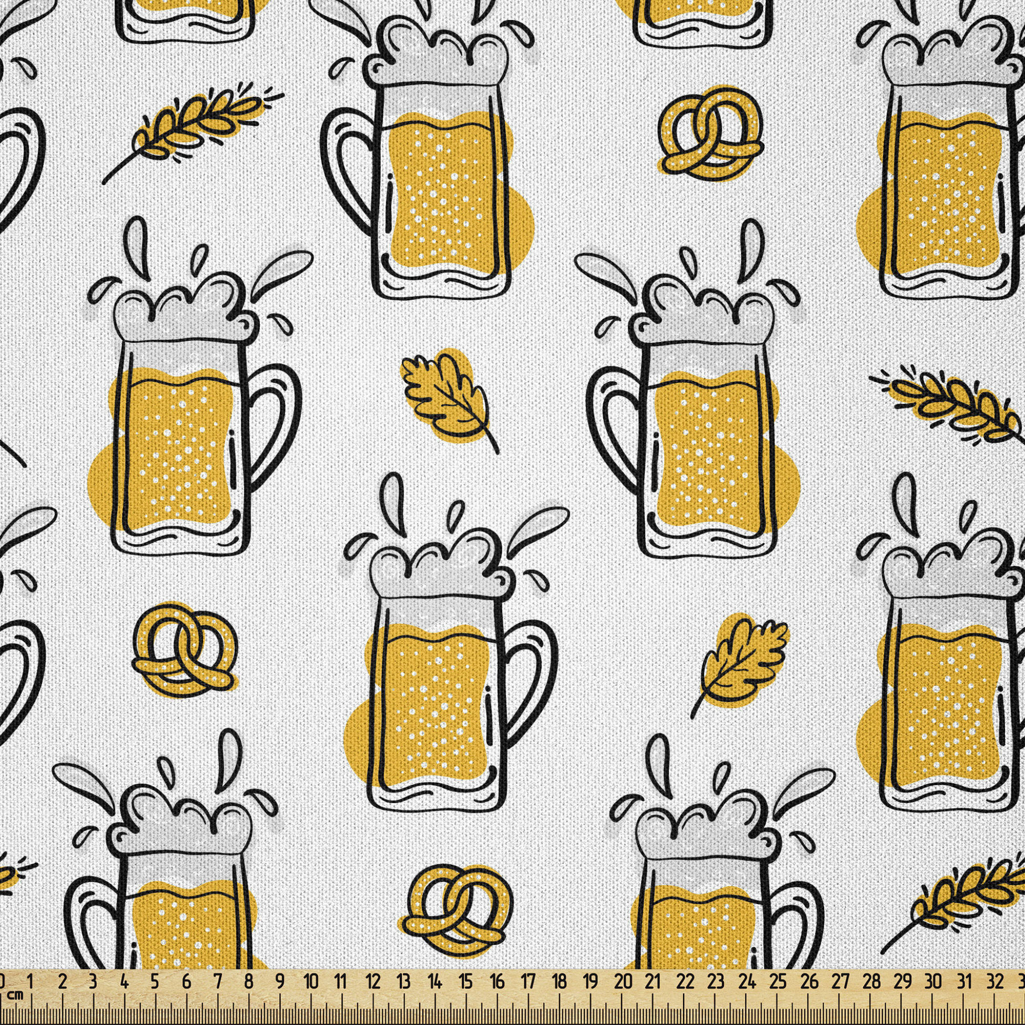 East Urban Home Beer Fabric By The Yard, Doodle Drink Pattern With ...