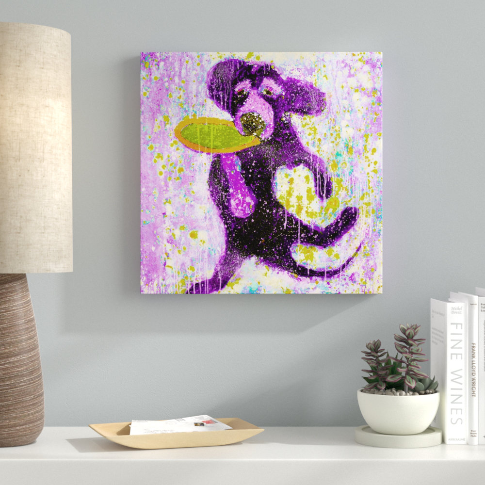 Latitude Run® "Purple Frisbee" Painting Print on Wrapped Canvas | Wayfair