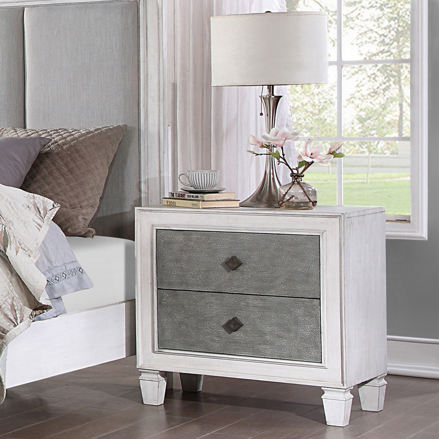 August Grove Two-Tone Finish 2 Drawers Nightstand - Wayfair Canada