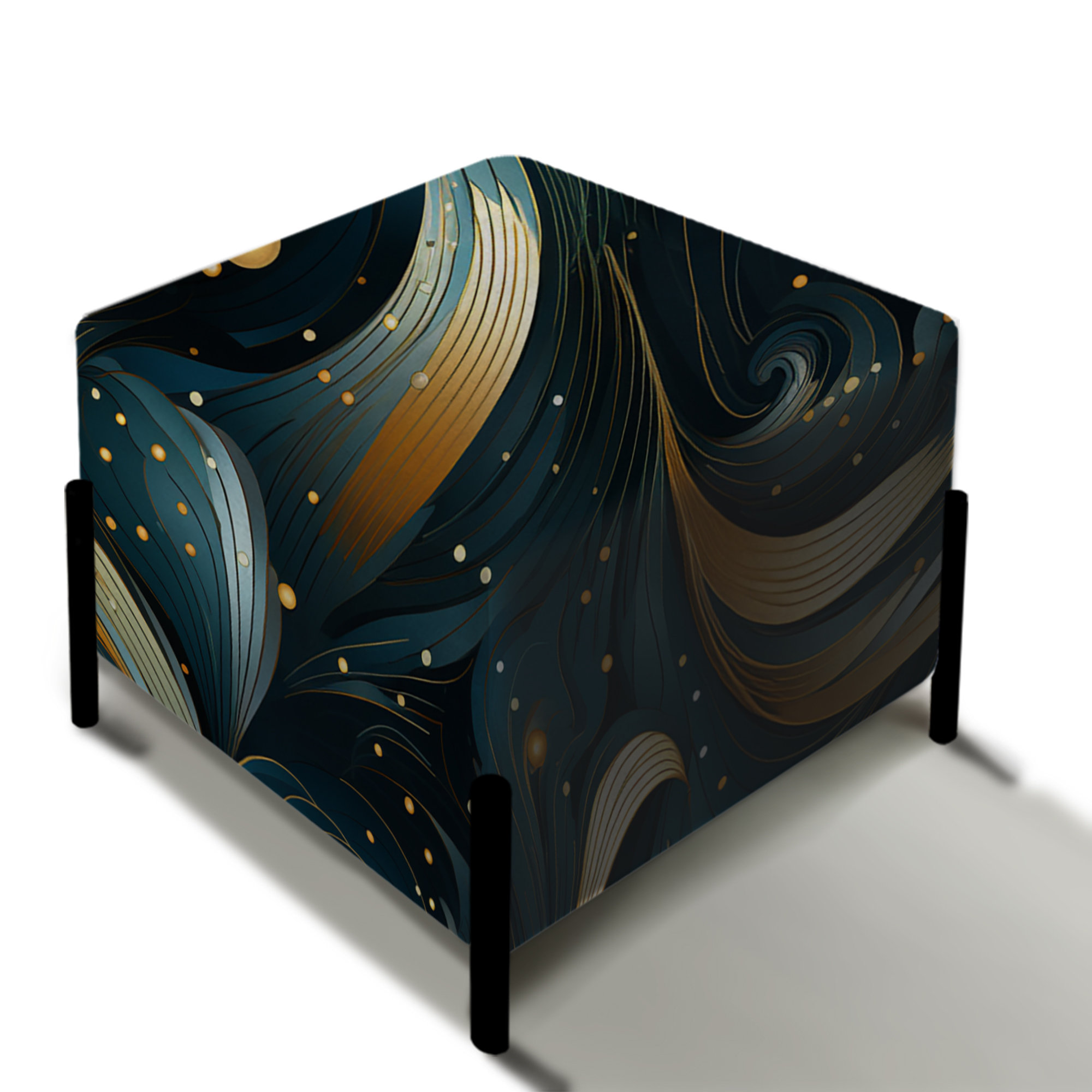 Design Art Blue Celestial Geometry Geometric - Geometric Square Ottoman ...
