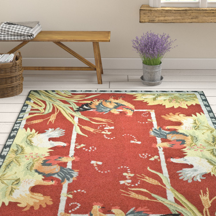 August Grove® Kinchen Hand Hooked Wool Floral Rug & Reviews | Wayfair