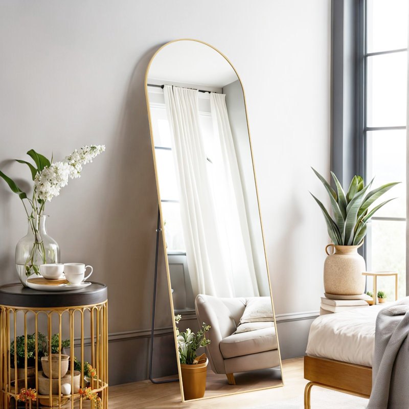 Ebern Designs Levente Full Length Mirror, Arched Floor Mirror ...