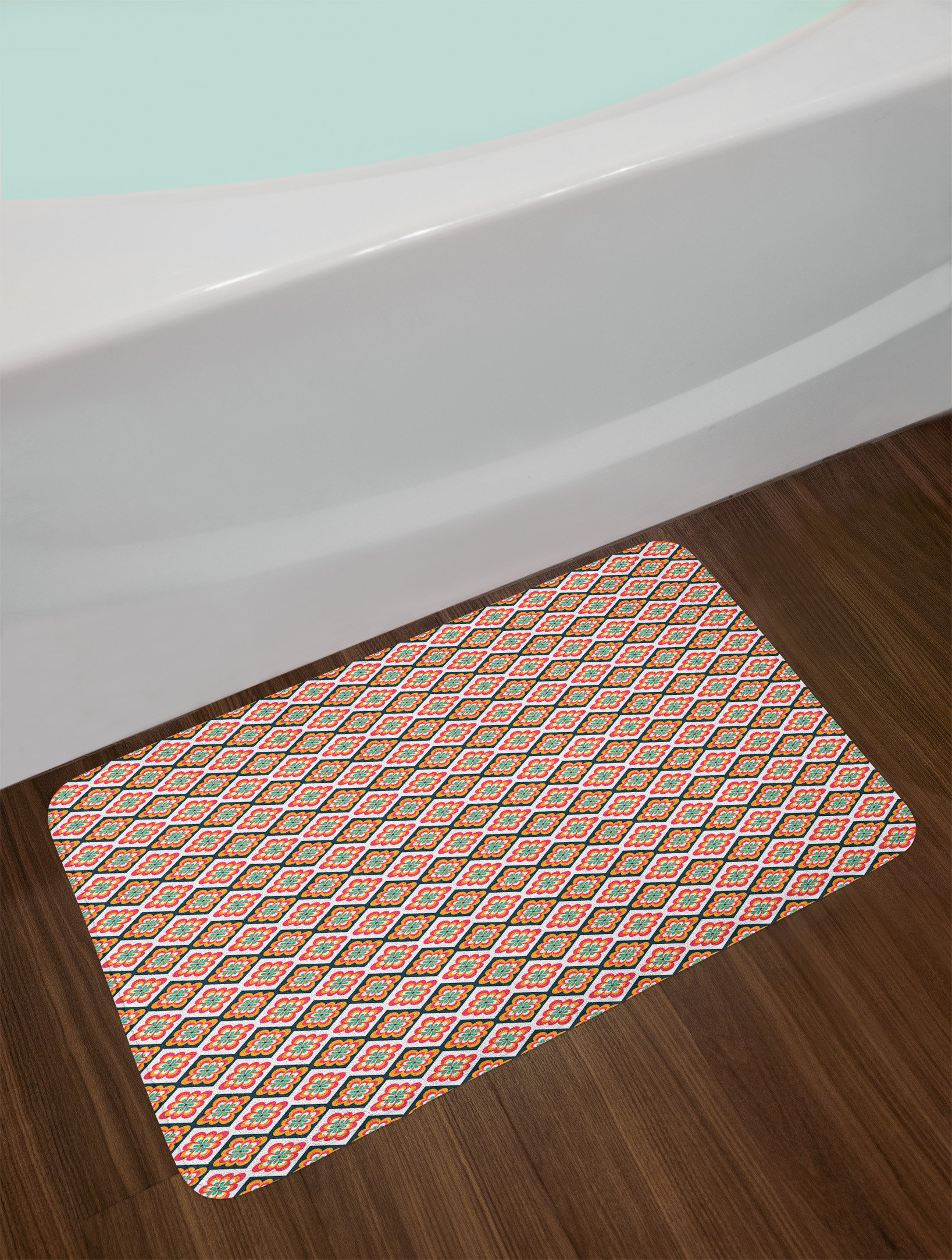 East Urban Home Ethnic Plush Bath Mat, Checkered Folkloric Vibrant, 30. ...