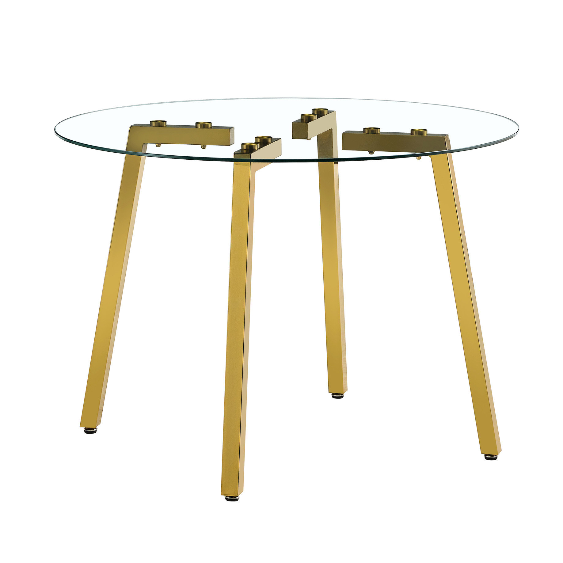 Mercer41 Round 42 - Inch Transparent Tempered Glass Dining Table With ...