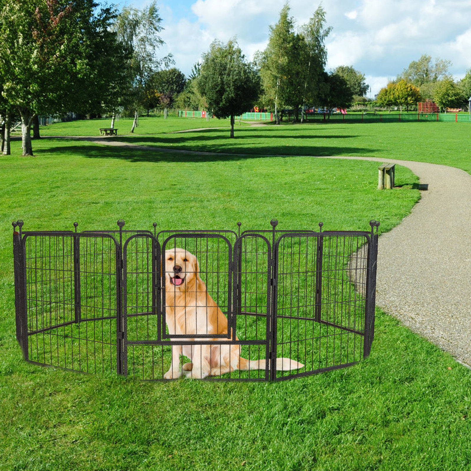 YYBUSHER 10 Panel Portable Pet Playpen Puppy Dog Fences - Wayfair Canada