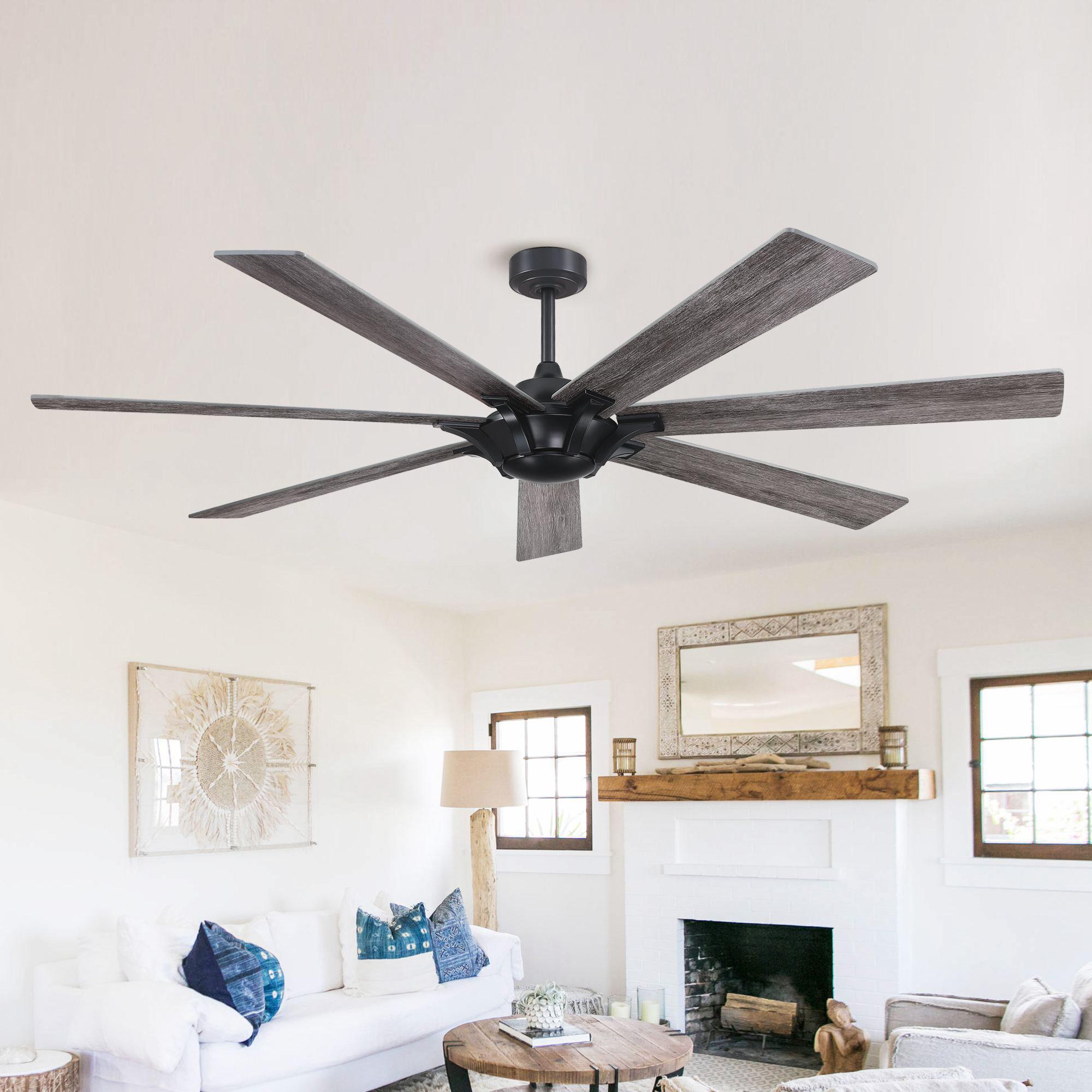 Steelside™ 72" 7 - Blade Windmill Large Ceiling Fan without Lights with ...