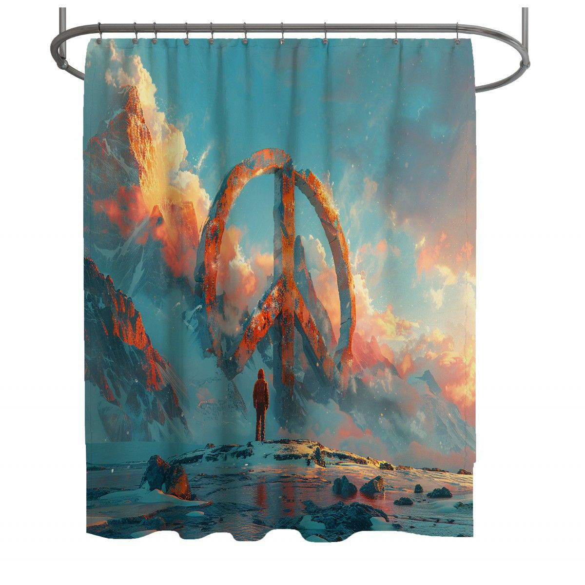 VisionDecor Peace symbol Shower Curtain - Concept Bathroom Decor | Wayfair