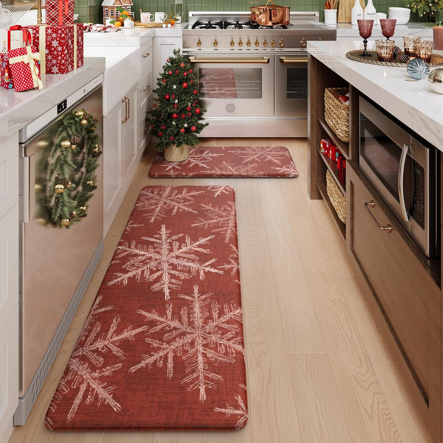 The Holiday Aisle® Christmas Kitchen Mats Set of 2 | Wayfair