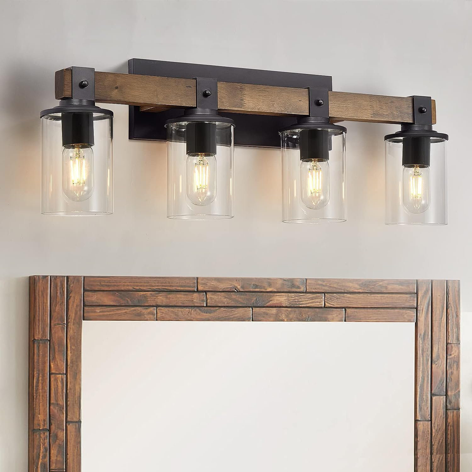 Breakwater Bay 4-Lights 27.2 in. Bathroom Light Fixture, Farmhouse ...
