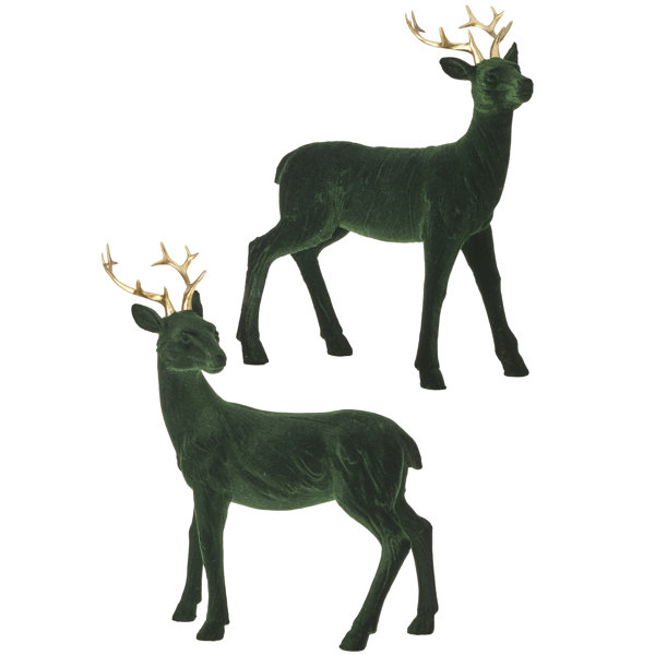 The Holiday Aisle® 10-11" Resin Flocked Deer | Wayfair