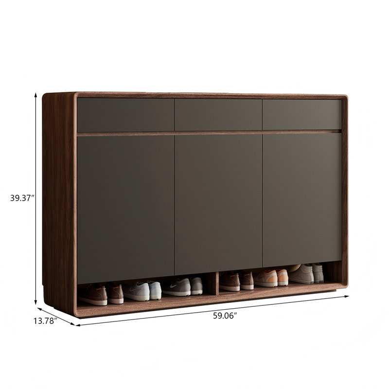 Coxambrey 59.06" Brown and Black Solid wood Maple Shoe Storage | Wayfair