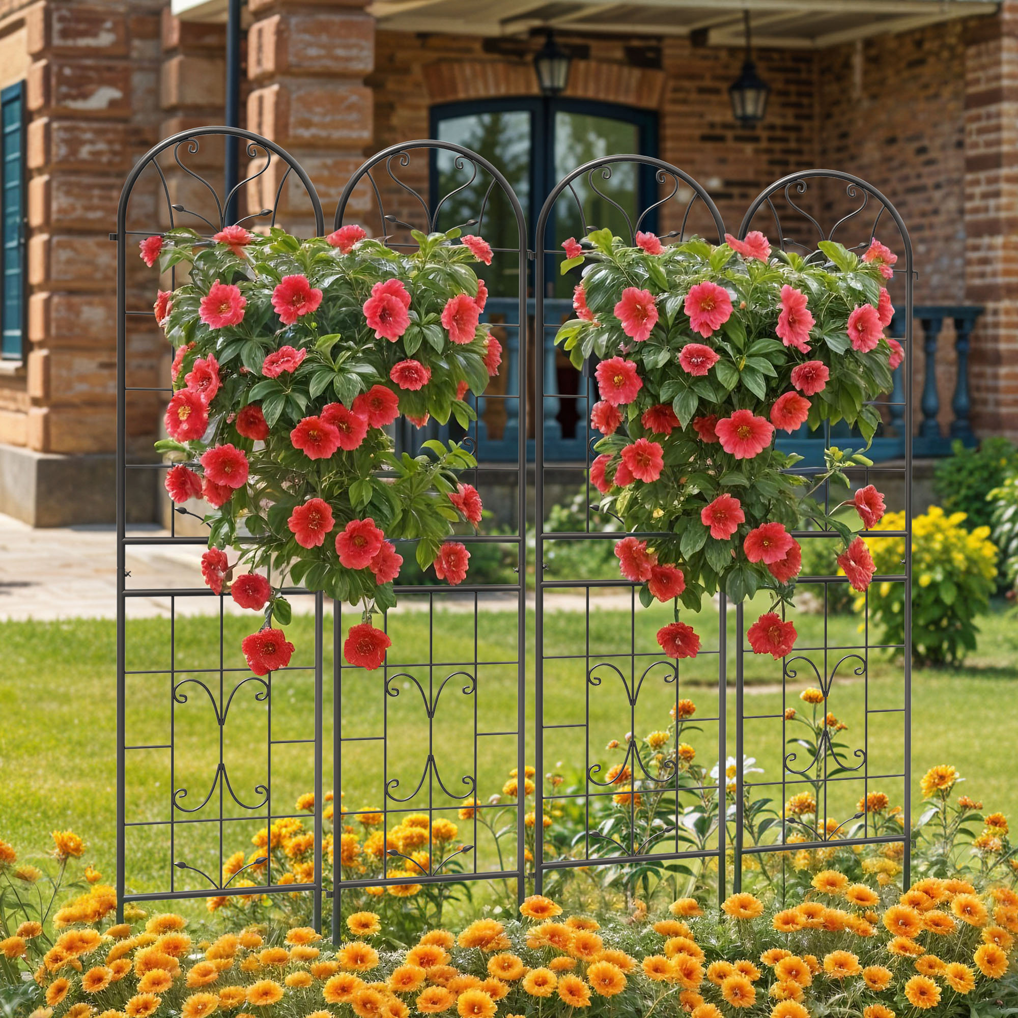 Lark Manor Heavy-Duty 4-Pack Garden Trellises, Rustproof Metal Frame ...