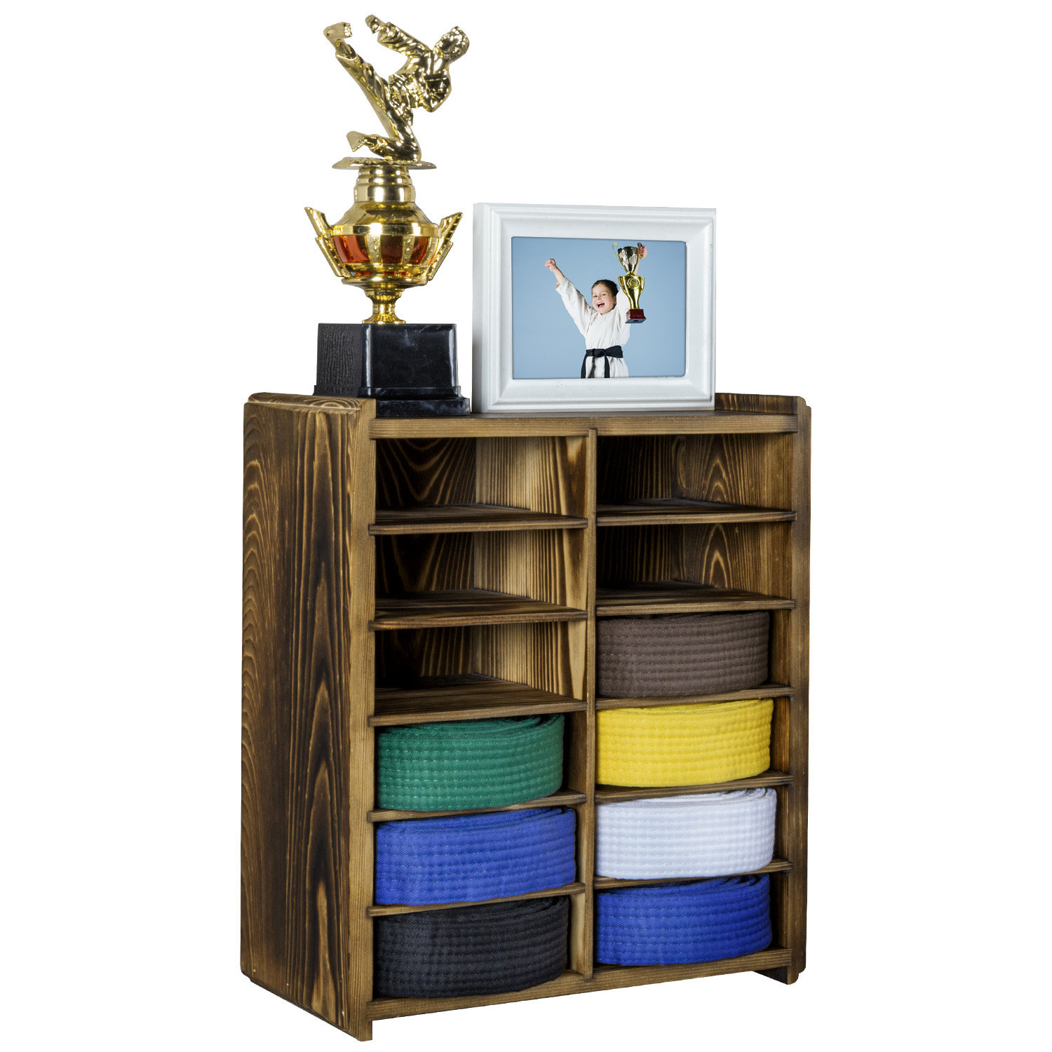 MyGift 12-Slot Solid Wood Trophy Display Shelf | Wayfair