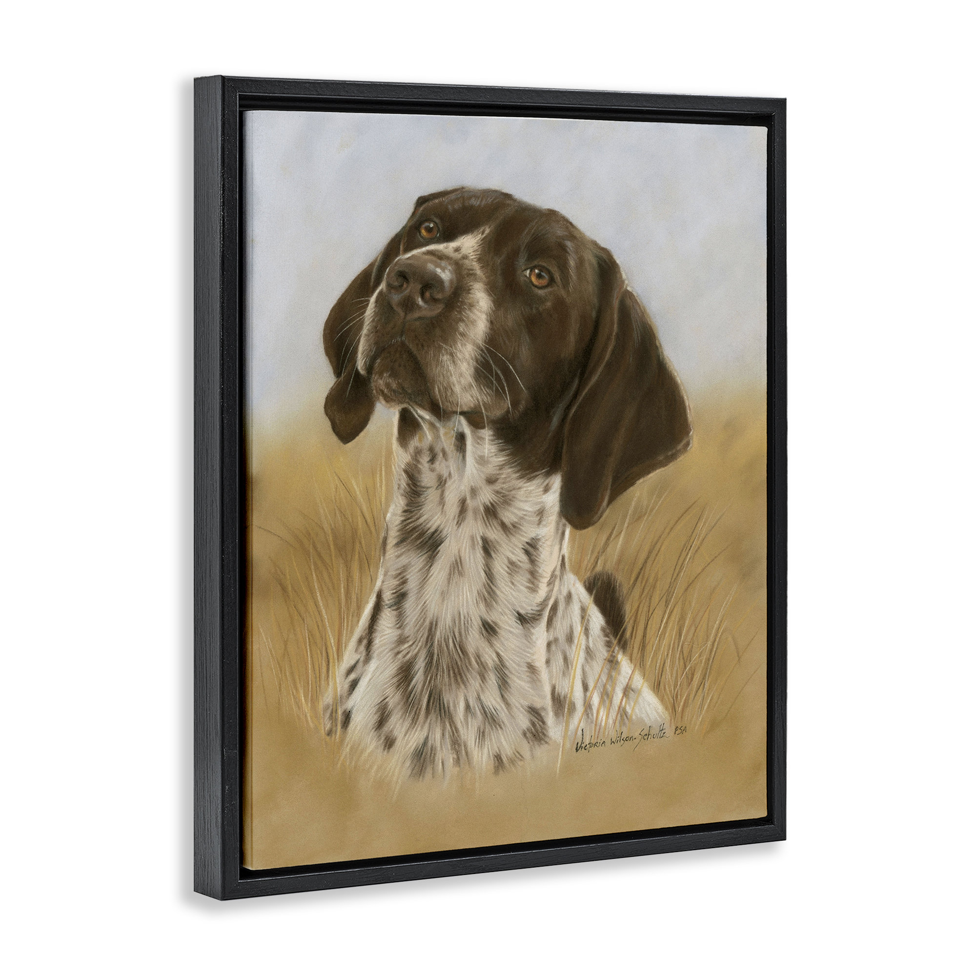 Lark Manor Pointer Hunting Dog Brown Framed Floater Canvas Wall Art by ...