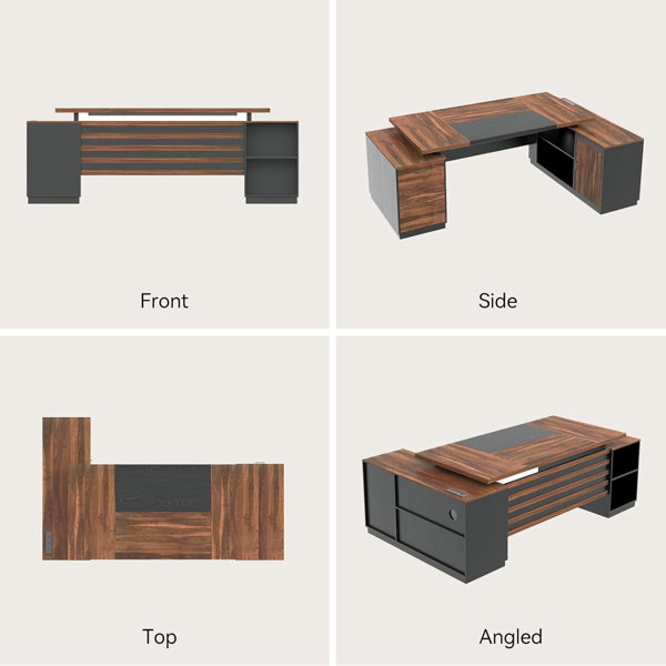 Latitude Run® 78-Inch L-Shaped Executive Desk Large Office Desk With ...