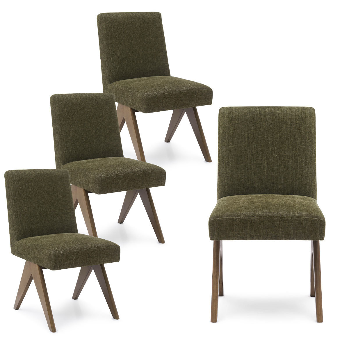 George Oliver Ommar Set of 4 18'' Seat Height Upholstered Solid Wood ...