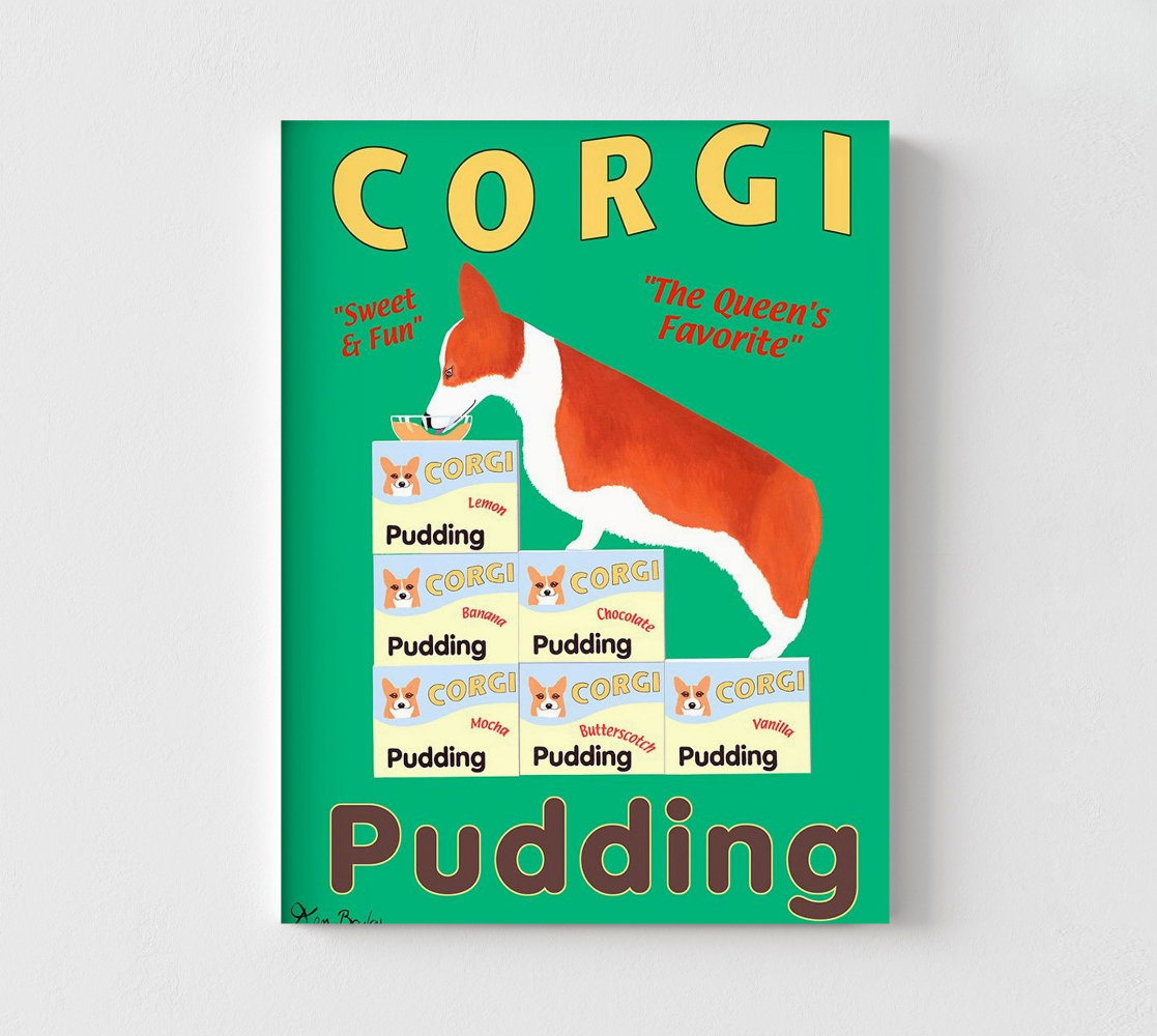 WeFrameArt Corgi Pudding By Ken Bailey, Pudding Vintage Poster Decor ...