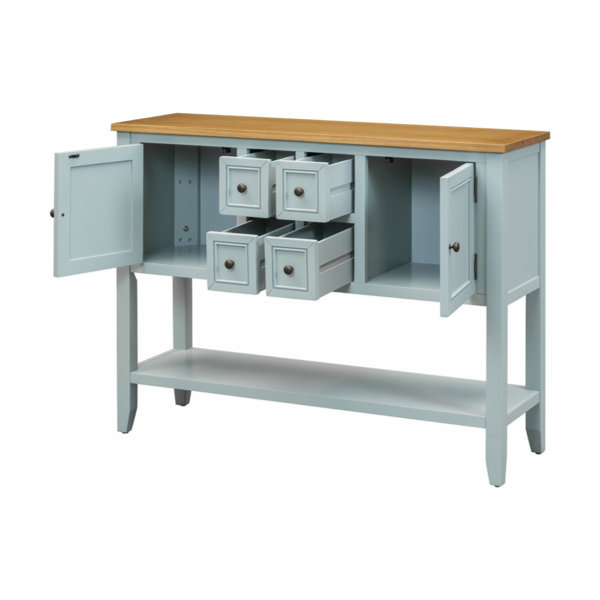 Red Barrel Studio® Keyania Coffee Console Table with Four Small Drawers ...