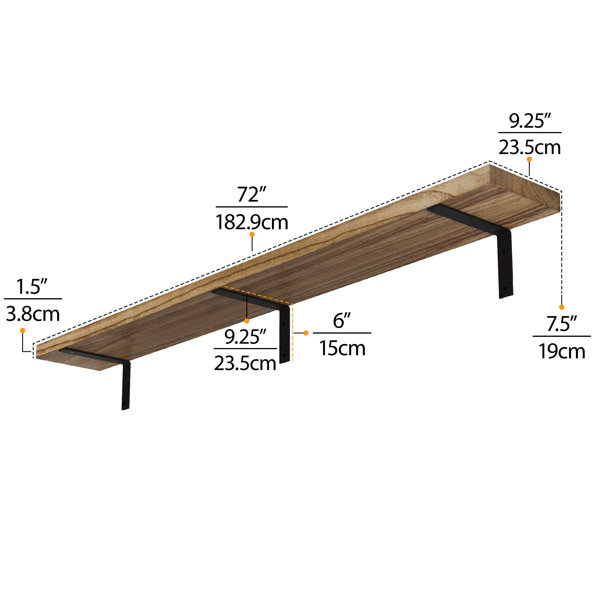 Loon Peak Tablette flottante en bois pour mur avec supports robustes ...