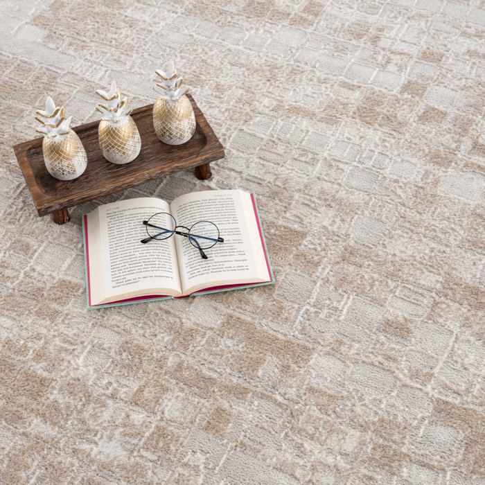 17 Stories Straten Abstract Design Modern Cream/Beige Area Rug ...
