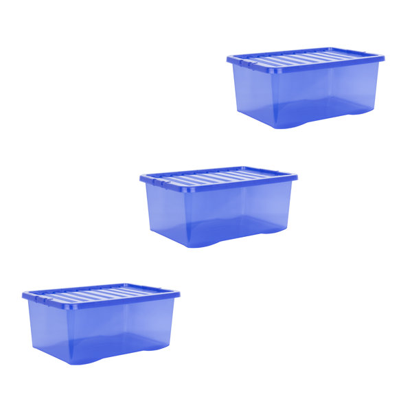 Wham Crystal 45L Plastic Storage Boxes Tint Spectrum Blue | Wayfair.co.uk