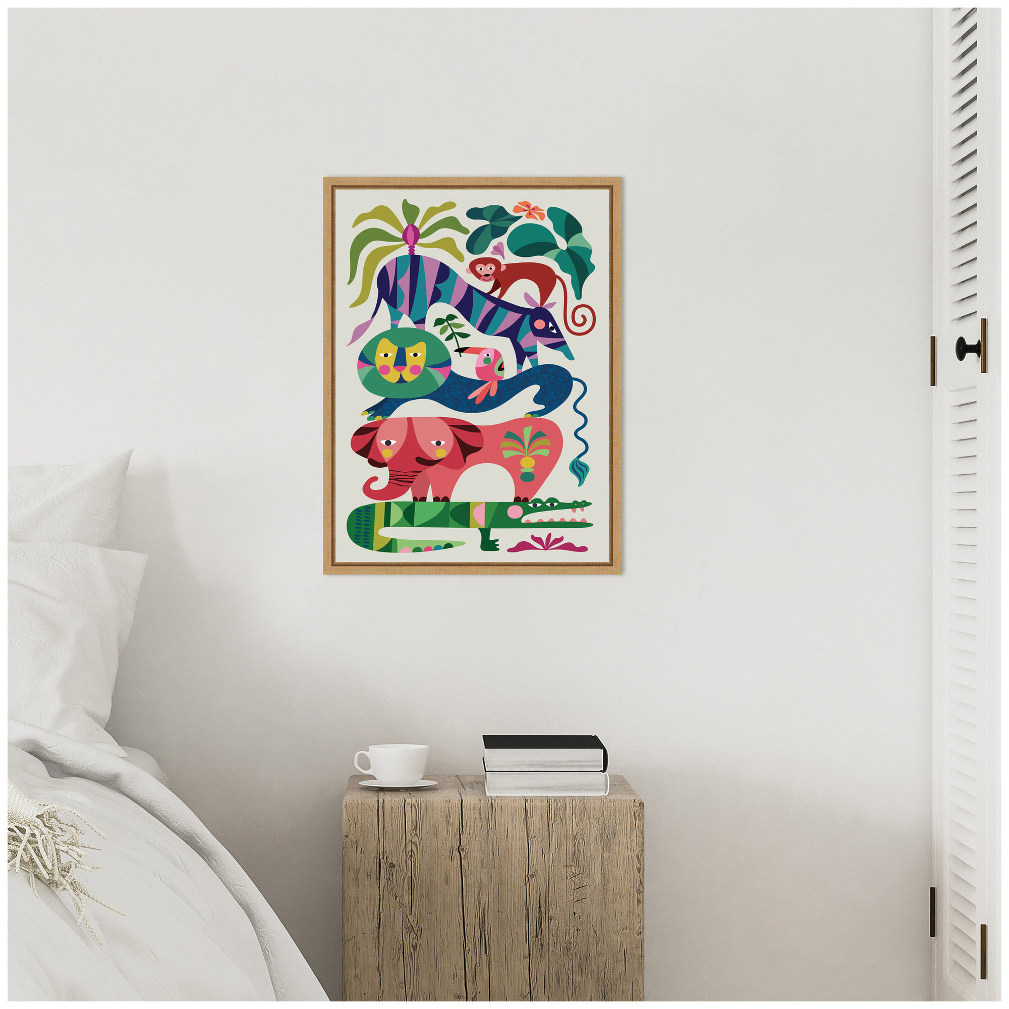 George Oliver Safari Animals by Wimbley Framed Canvas Wall Art Print ...
