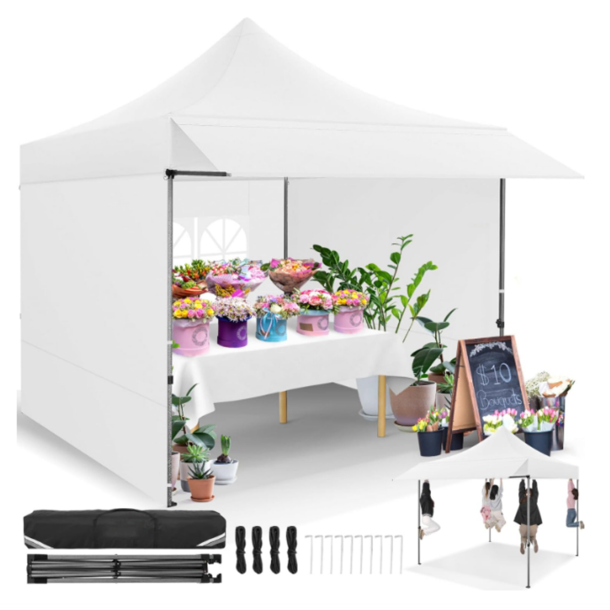 TOOLUCK 10'x10' Pop Up Canopy with Sidewalls - Wayfair Canada