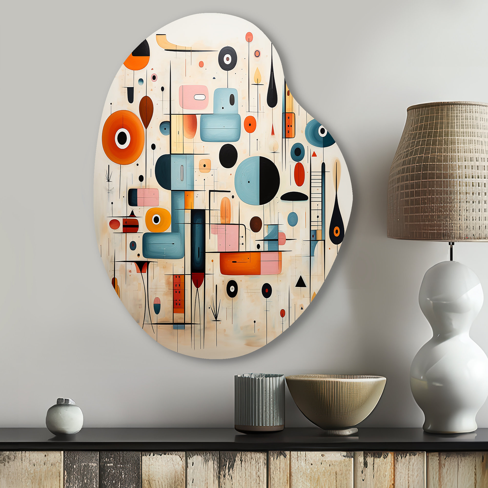 Design Art Pink Blue Mid Century Whimsical Wonders III - Abstract ...