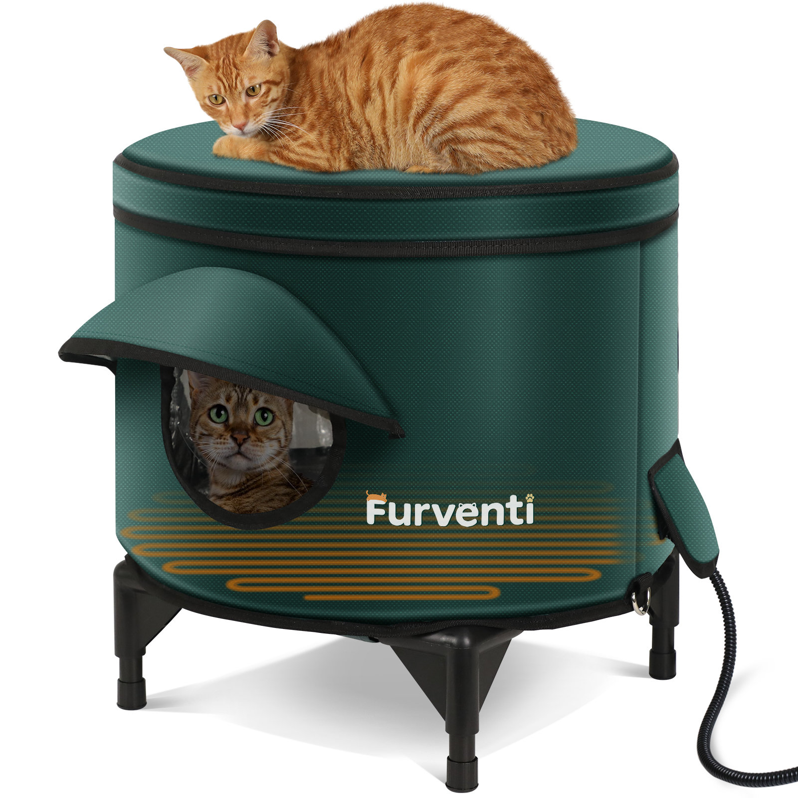 Clawsable Elevated Barrel Heated Outdoor Cat House – Waterproof Shelter ...
