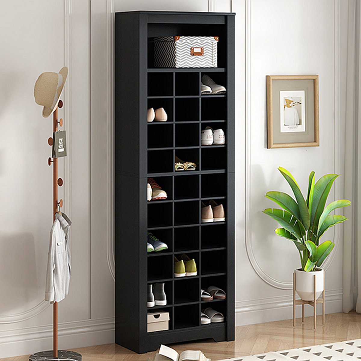 Corrigan Studio® Stylish Design 30 Shoe Cubby Console Contemporary Shoe ...