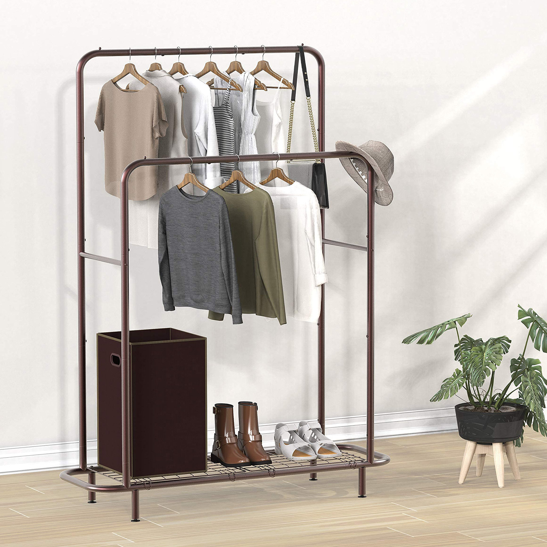 Rebrilliant Double Rod Clothing Garment Rack - Wayfair Canada