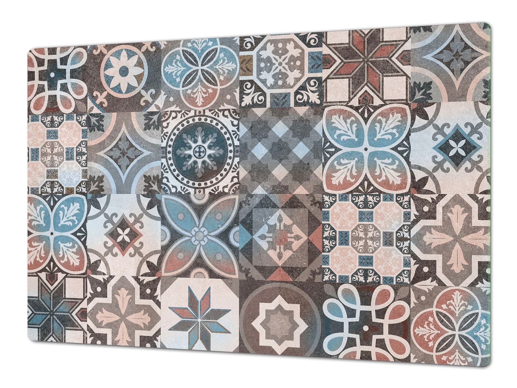 Festive Fit Home Stove Top Cover - Patchwork Tempered Glass, Gas and ...