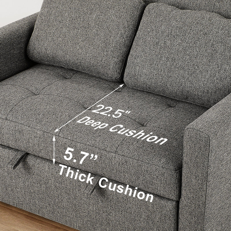 Ebern Designs Shortridge 48.5"W 3-In-1 Convertible Linen Sleeper Sofa ...