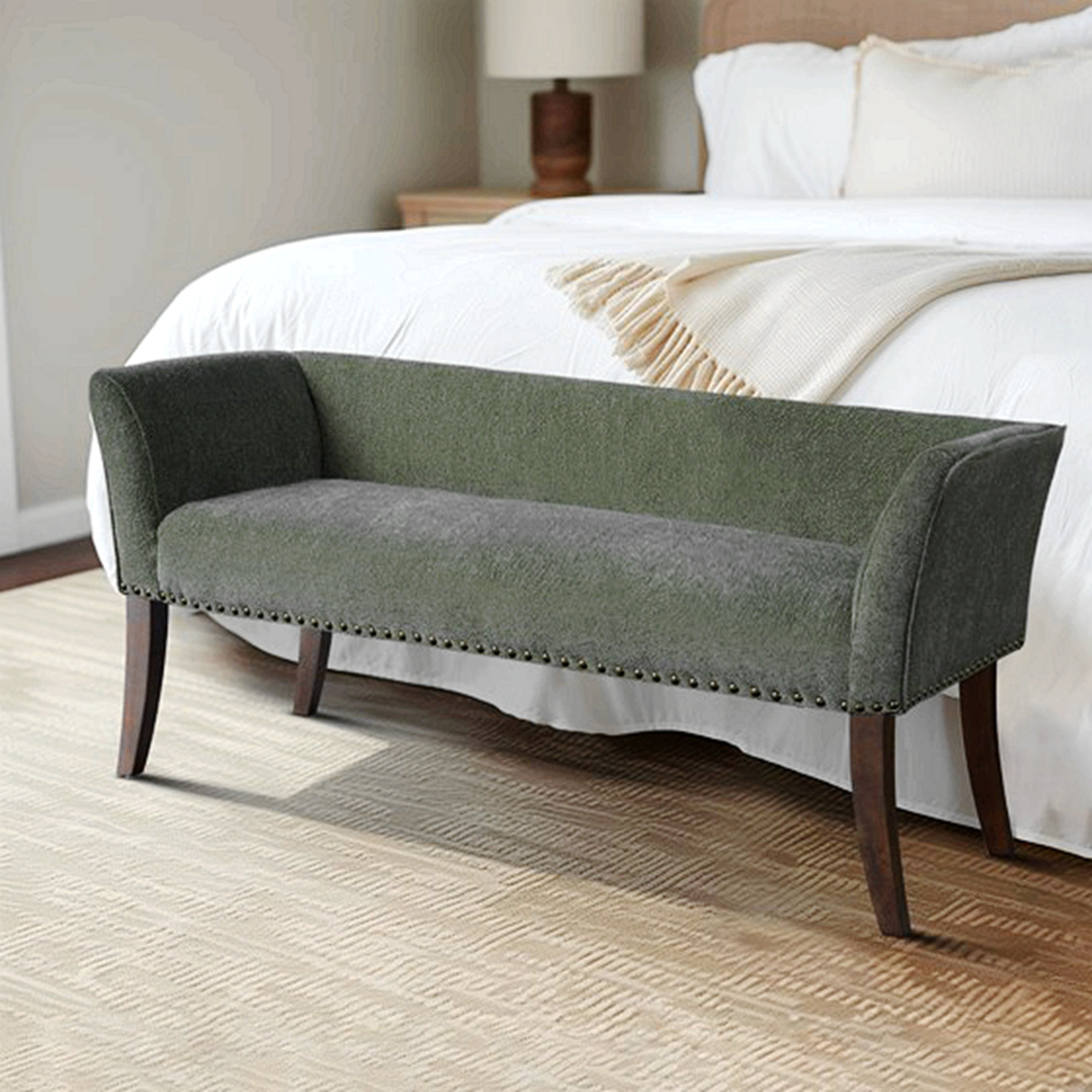 Winston Porter Emerald Green Accent Storage Bench - Mid-Century ...