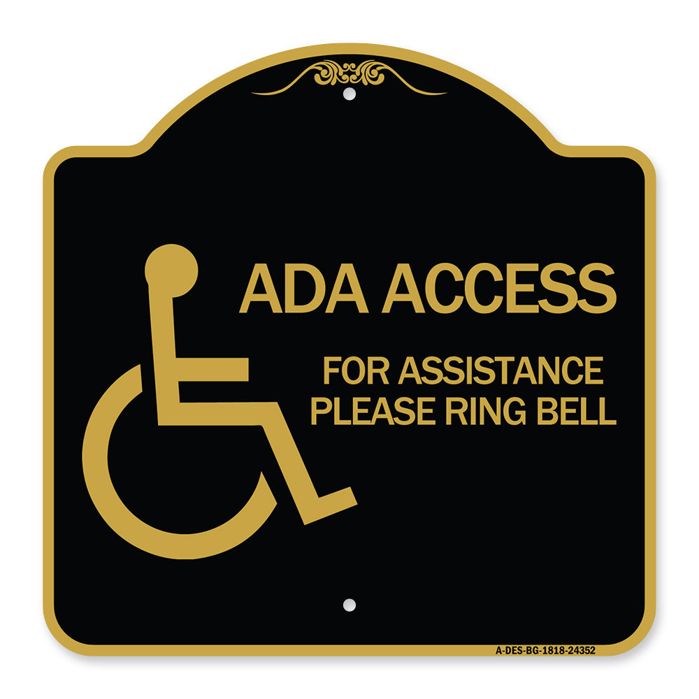 Signmission Designer Series Sign - ADA Access For Assistance Ring Bell ...