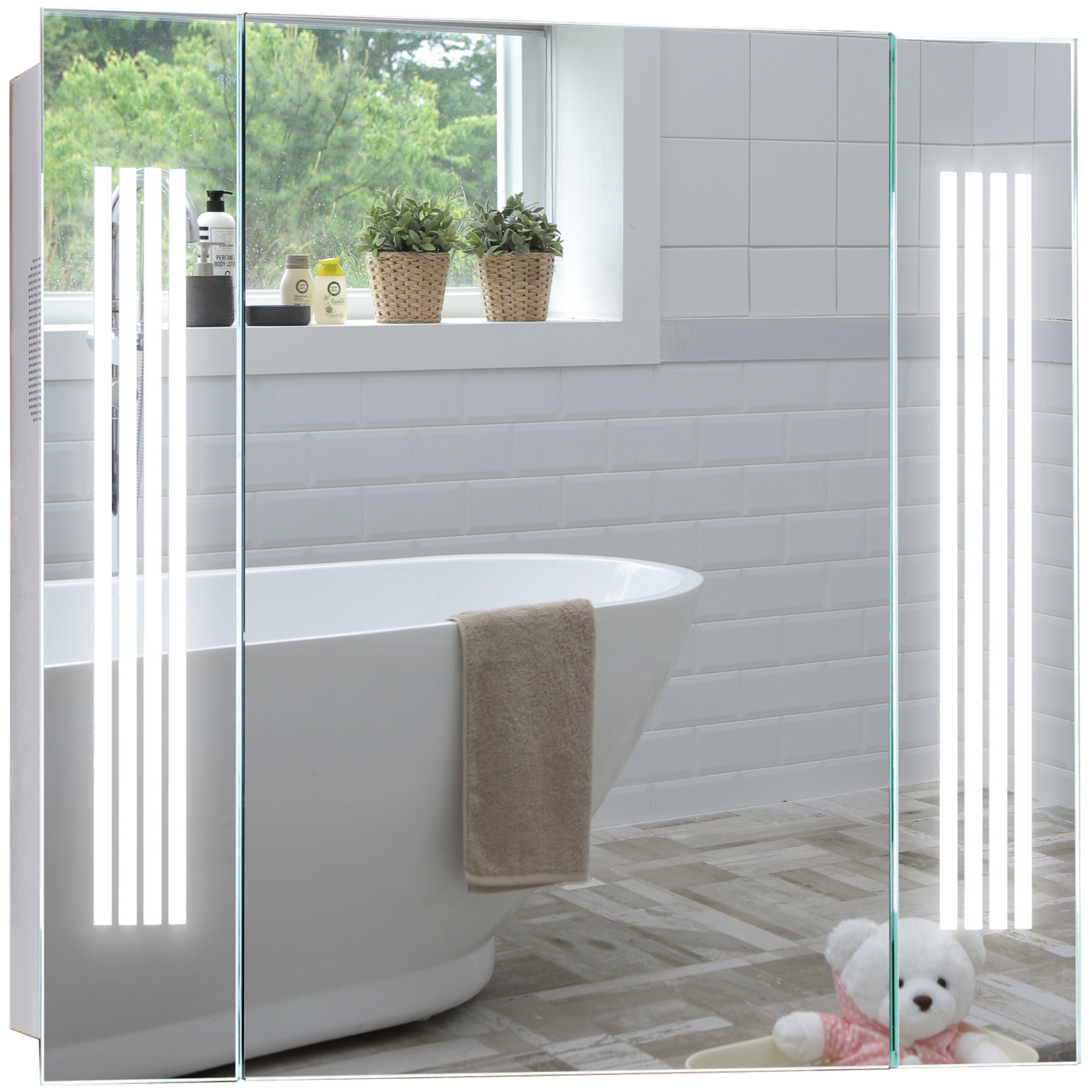Metro Lane Seidi 65cm x 60cm Surface Mount Mirror Cabinet with LED ...