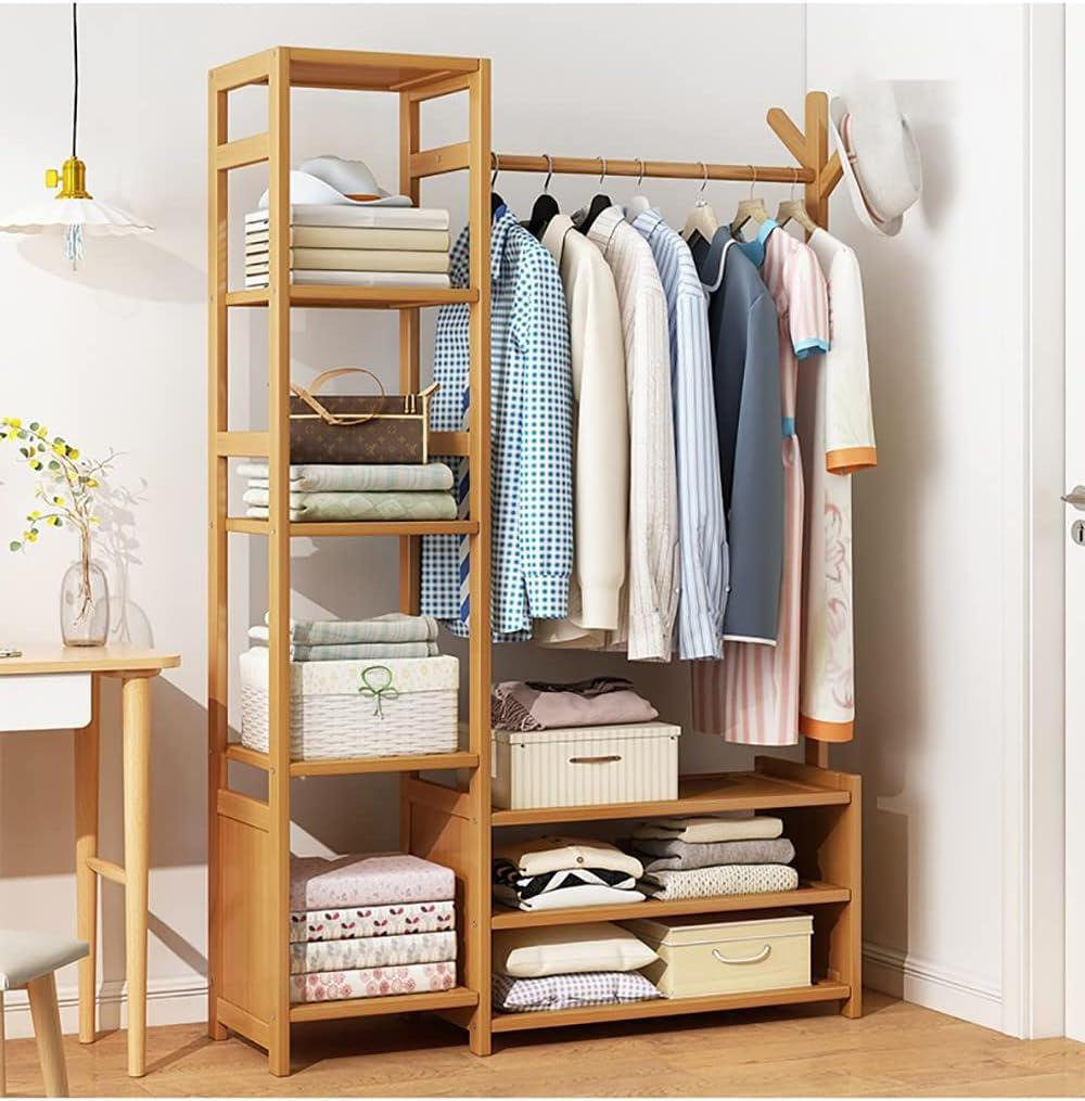 Red Barrel Studio® Bamboo 39" W Clothing Rack Storage Shelves Garment ...