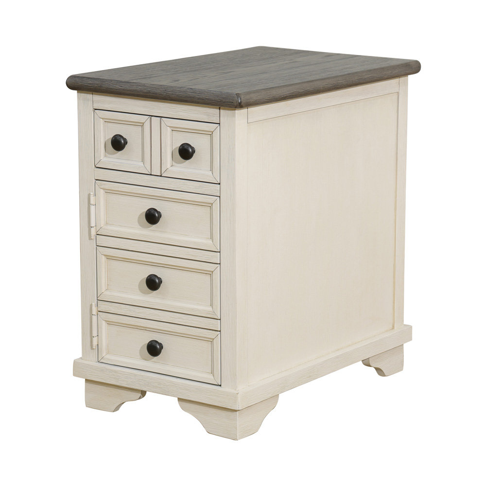 August Grove® Dark Grey MDF Top And White Oak Drawer Side Cabinet/ End ...
