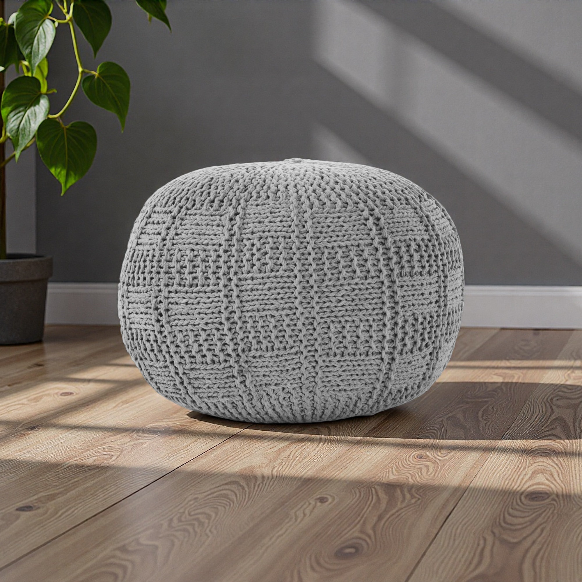 Dakota Fields Knitted Cotton 20 X 20 Round Pouf | Wayfair