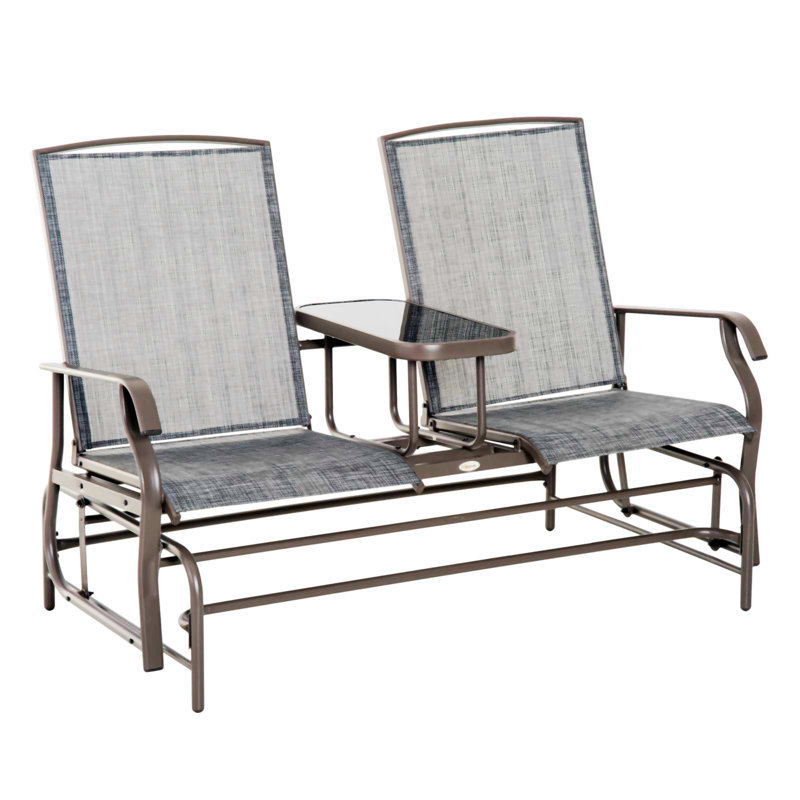 Winston Porter Outdoor Glider Bench With Center Table | Wayfair