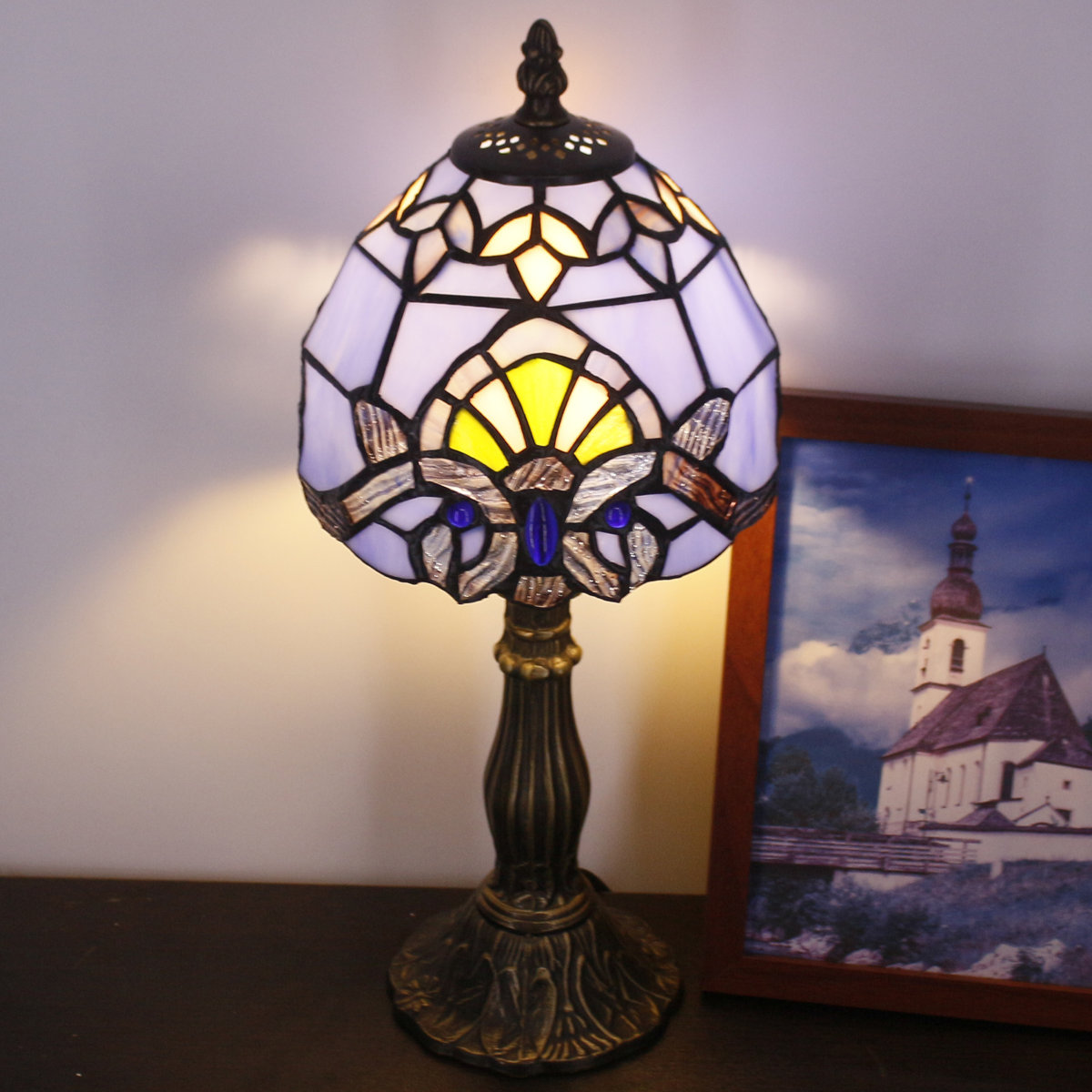 Astoria Grand Small Tiffany Lamp Mini Stained Glass Accent Table Lamp ...