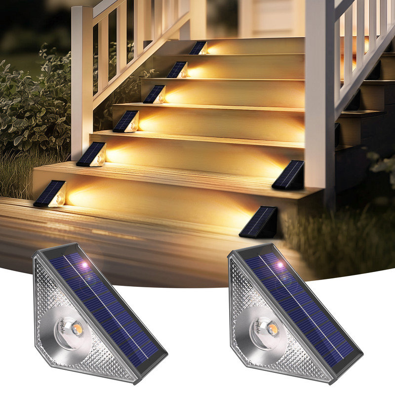 gigalumi Solar Step Lights for Outside, 2 Pack Warm White Step Lights ...