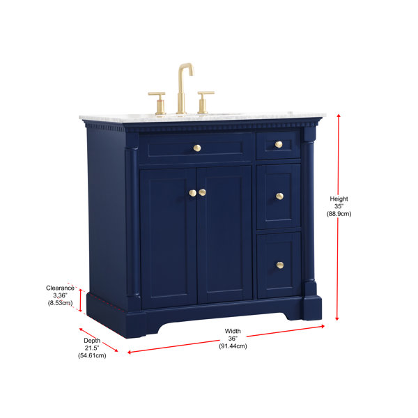 Red Barrel Studio® 36'' Single Bathroom Vanity with Marble Top ...