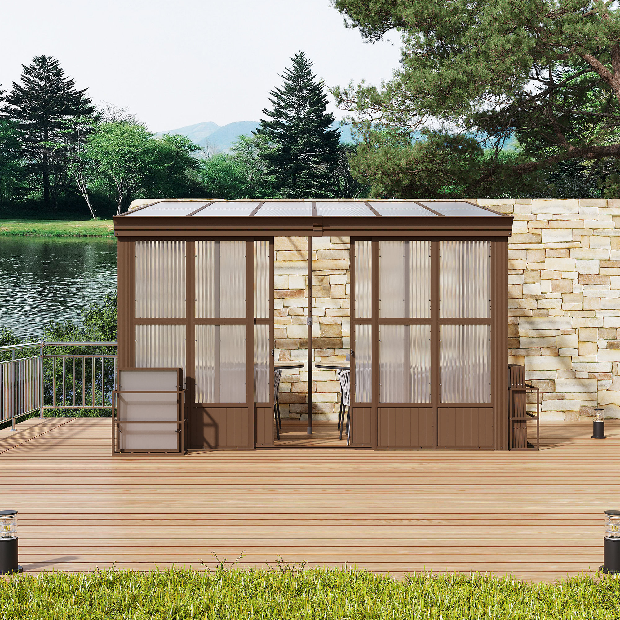 mondawe Lean-To Sunroom , Wall Mounted Solarium With Sloping ...