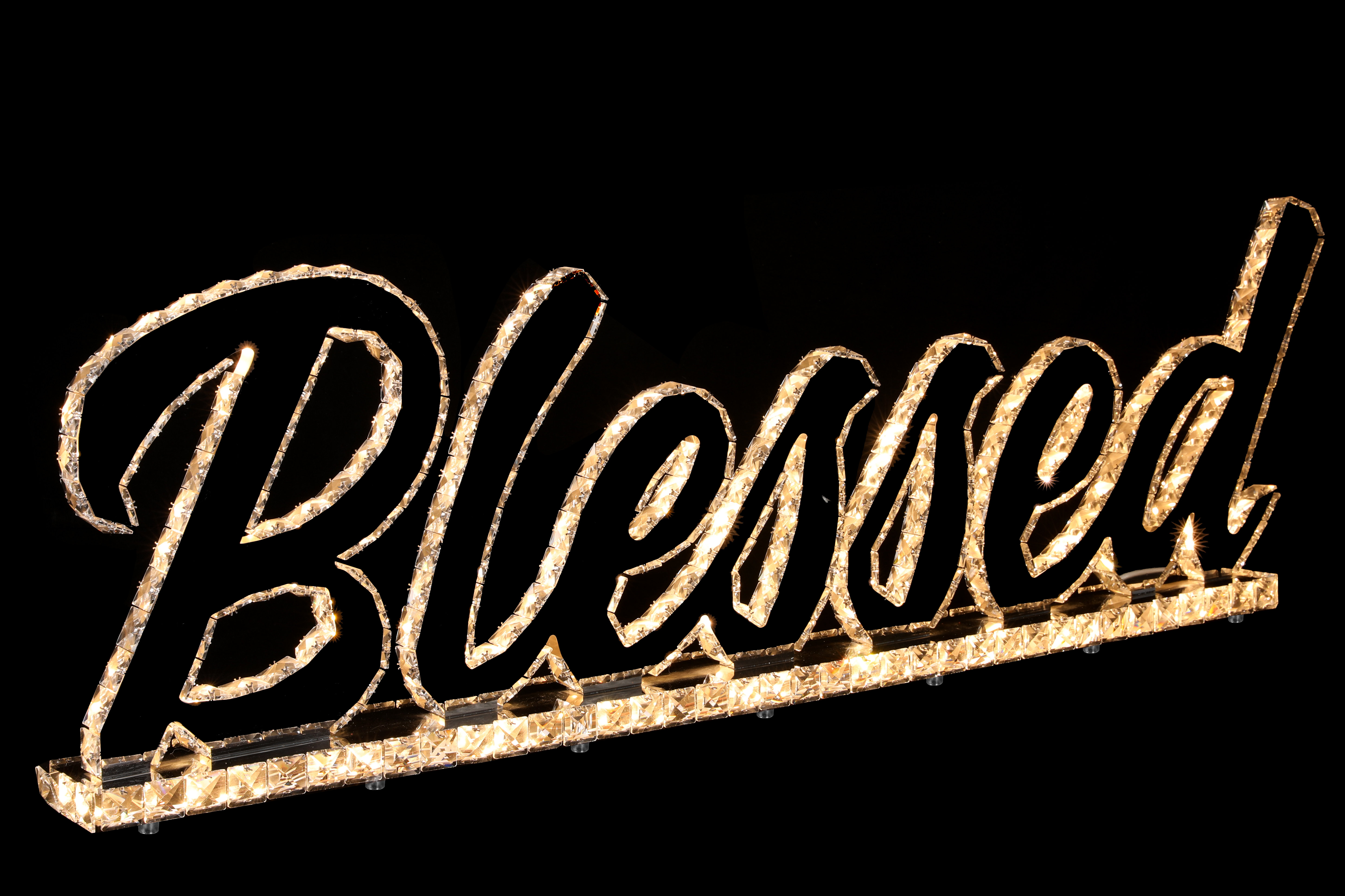 House of Hampton® Inc Crystal 50.4" Blessed Sign With Two Colors Led ...