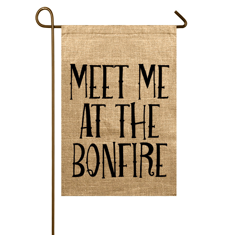 Latitude Run® Double Sided 18'' H x 12'' W Burlap Bonfire Garden Flag ...