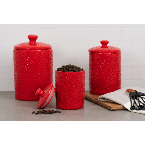 Ebern Designs Fleur Embossed 3 Piece Kitchen Canister Set & Reviews ...