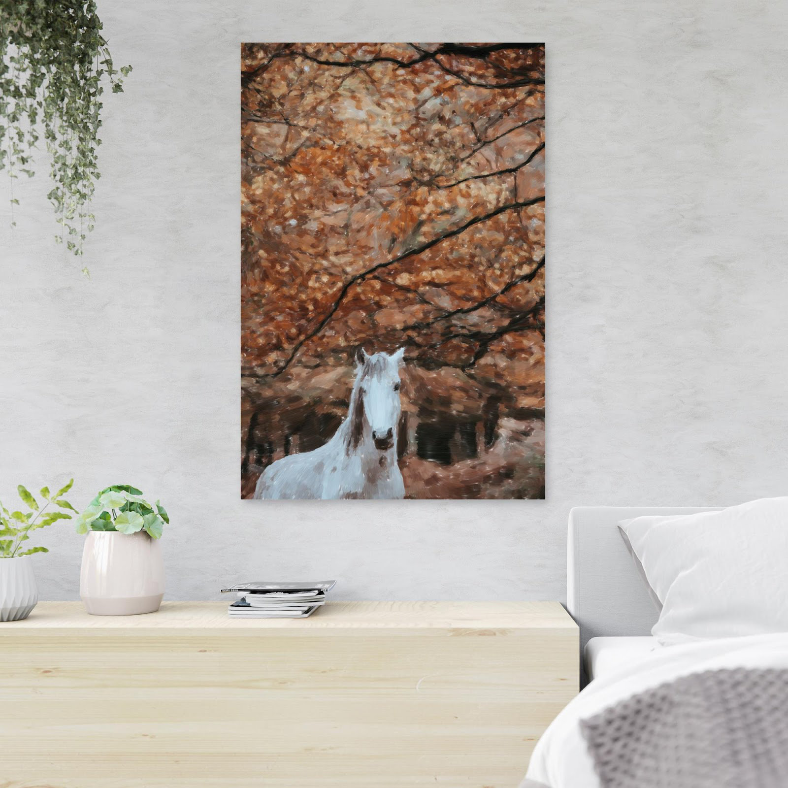 MentionedYou White Horse 23 - Wrapped Canvas Painting - Wayfair Canada